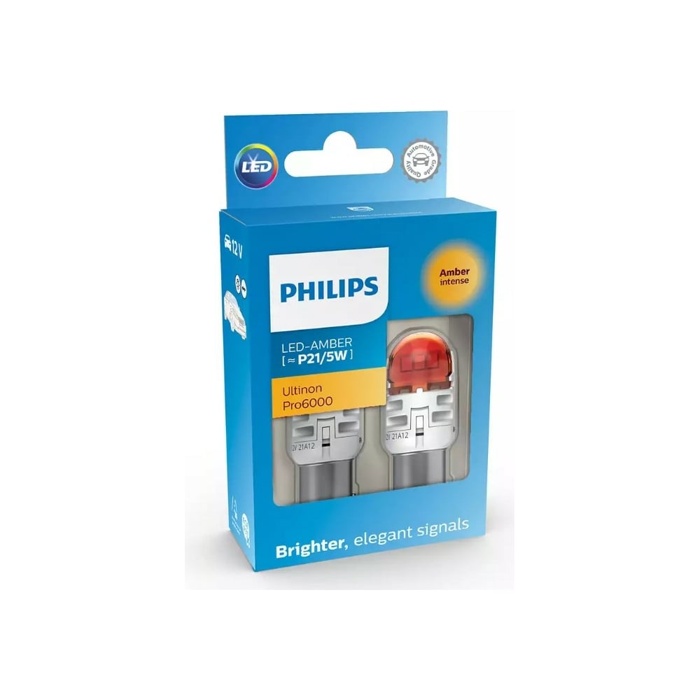 Автолампа PHILIPS P21/5W BAY15d LED AMBER Ultinon Pro6000 80/16Лм 12V ...