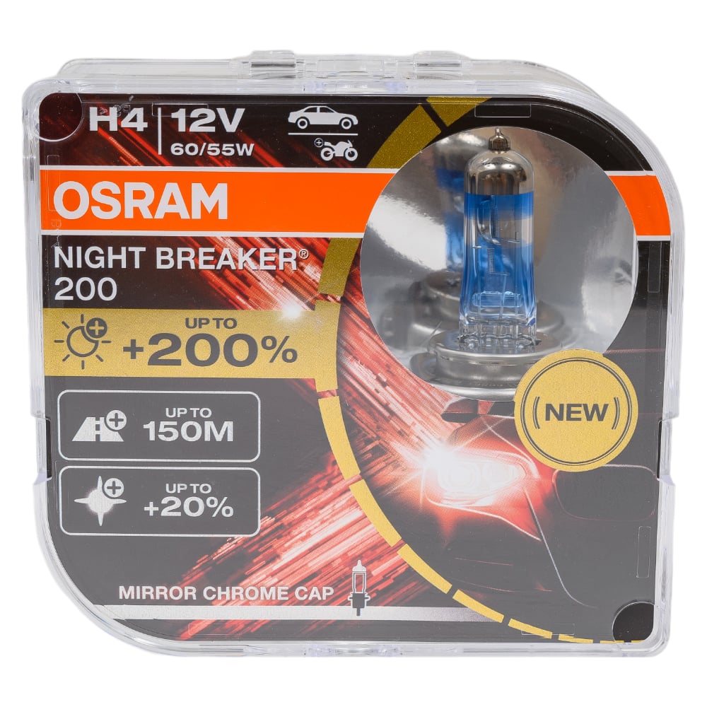 Автолампа Osram H4 60/55 P43t+200 NIGHT BREAKER 200 4050К 12V ...