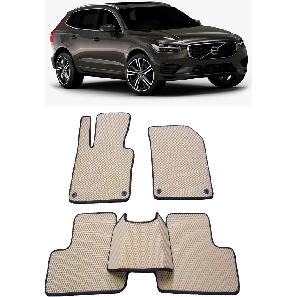 Ковры в салон автомобиля Eva Smart volvo xc60 ii 2017 - эва сота чёрные ...