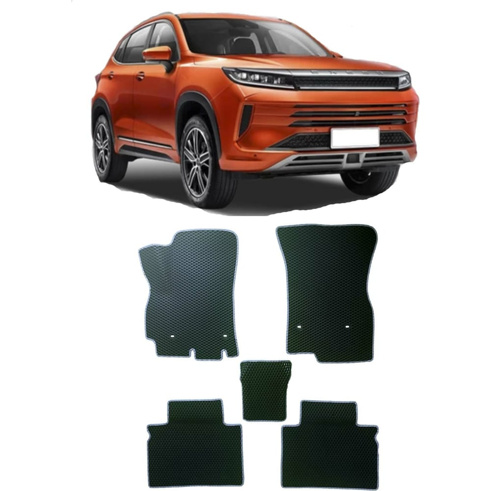 Ковры в салон автомобиля Eva Smart exeed lx 2019 - эва сота чёрные c ...