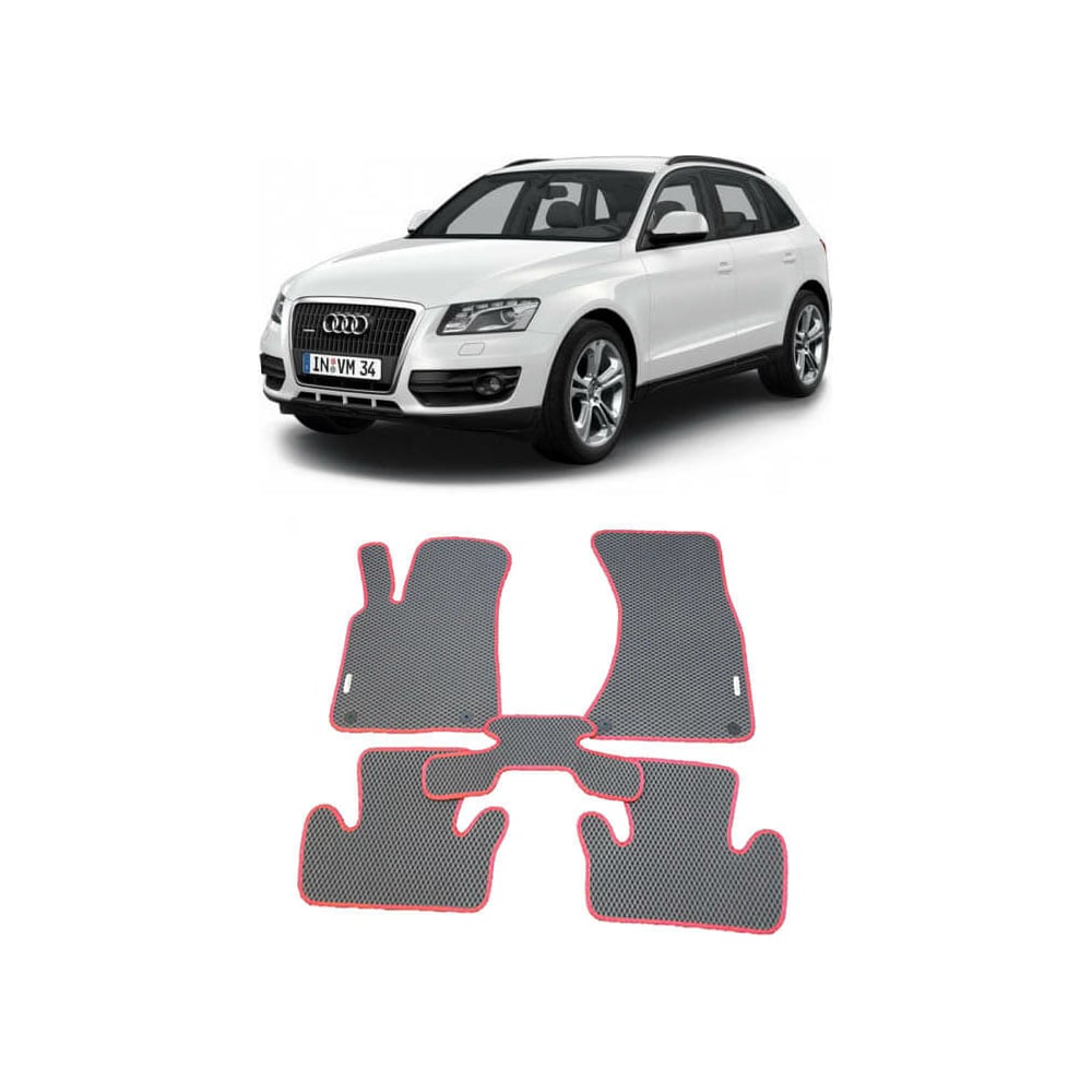 Ковры в салон автомобиля Eva Smart audi q5 2008 - 2017 эва сота чёрные c коричневой окантовкой ...
