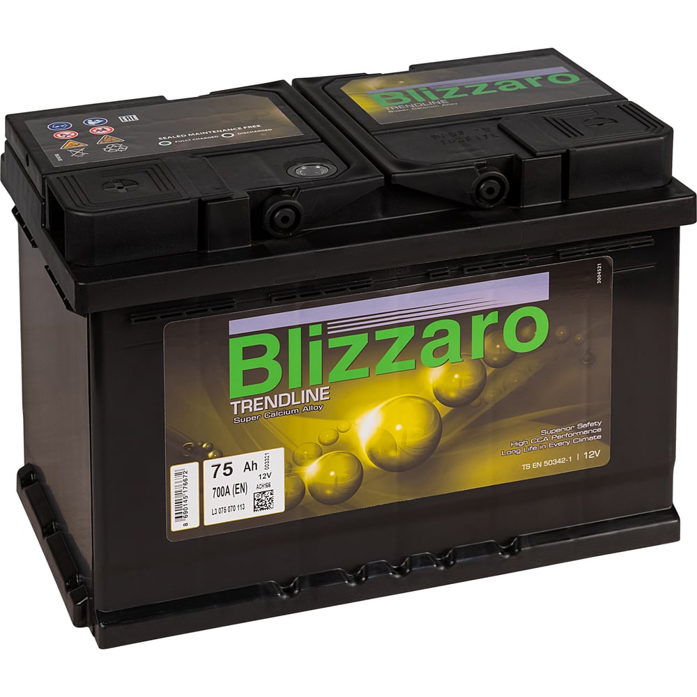Аккумулятор BLIZZARO TRENDLINE 75L 700A, 278x175x190 461862 - выгодная ...