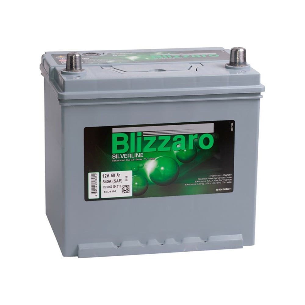 Аккумулятор BLIZZARO SILVERLINE 60R (борт) 540A, 232x173x225 450715 ...