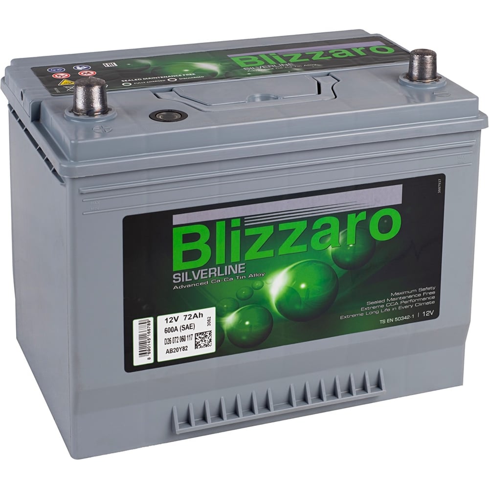 Аккумулятор BLIZZARO SILVERLINE 72L 600A, 260x175x225 461863 - выгодная ...