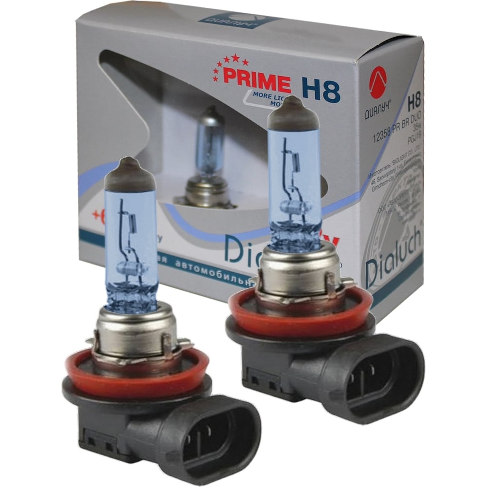 Лампы Диалуч h8 12v 35w +60 pgj19-1 prime лч408pr-2br 12358-PR-BR-DUO ...