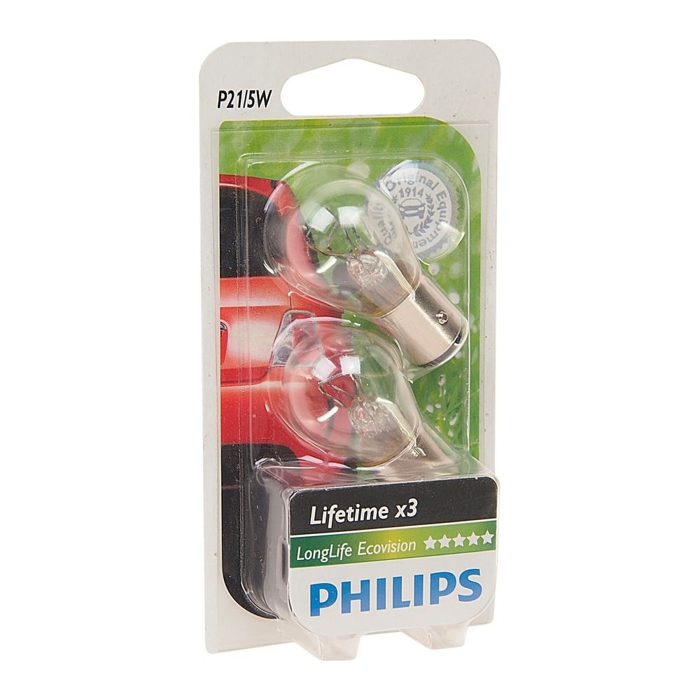 Автолампа, блистер, 2шт. PHILIPS P21/5W BAY15d LONG LIFE ECO VISION 12V ...