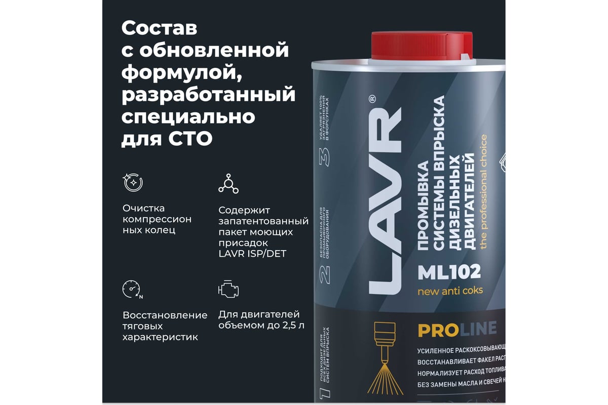 Промывка систем впрыска дизельных двигателей LAVR ML102 PROline, 1 л ...