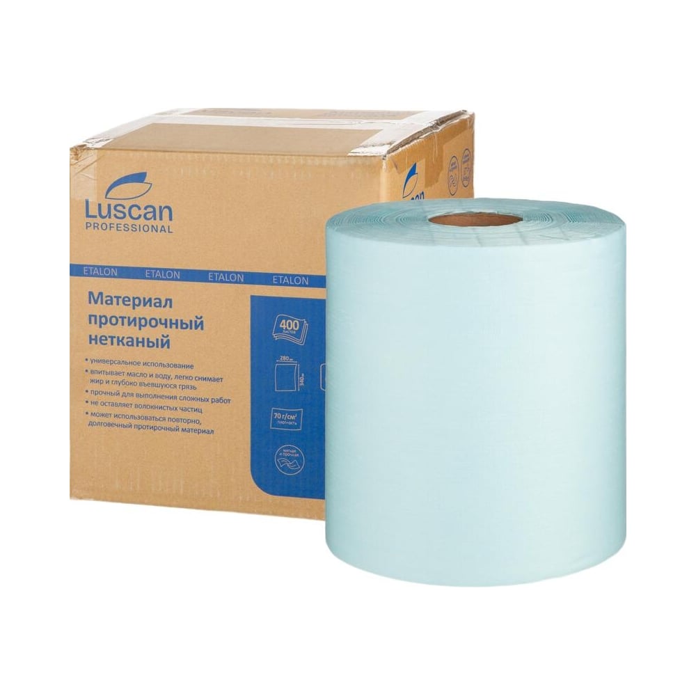 Протирочный нетканый материал Luscan Professional Prof 70 г, 28x34 см, 400 листов в рулоне ...