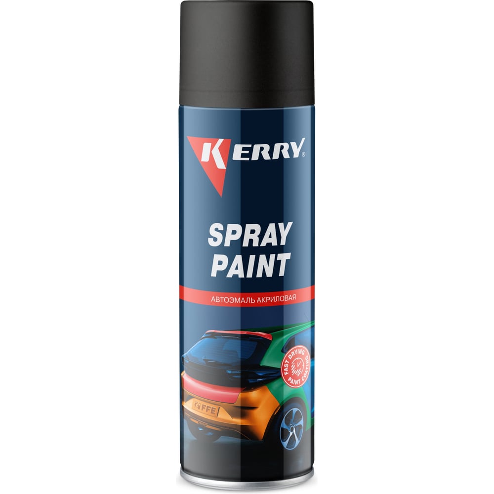 Эмаль акриловая автомобильная матовая KERRY чёрная 601 RAL 9005 650 мл ...