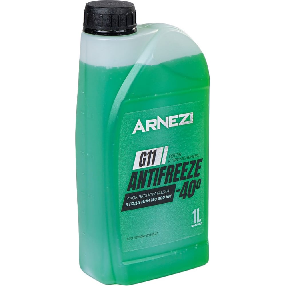 Антифриз ARNEZI Green G11 -40, зеленый, 1 л N0001001 - выгодная цена, отзывы, характеристики ...