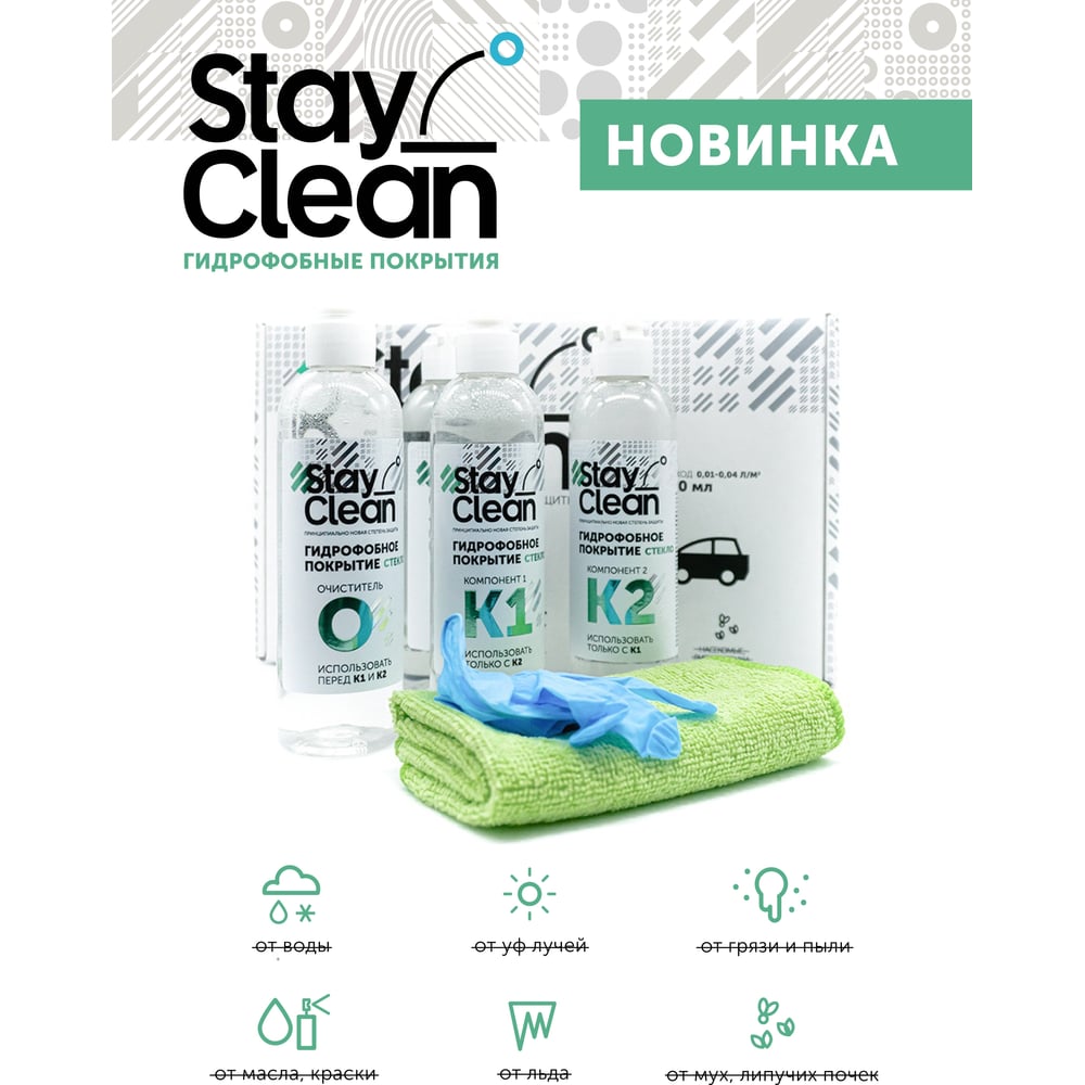 Антидождь StayClean полупрофессиональный набор, 250 мл stcl a3 ...