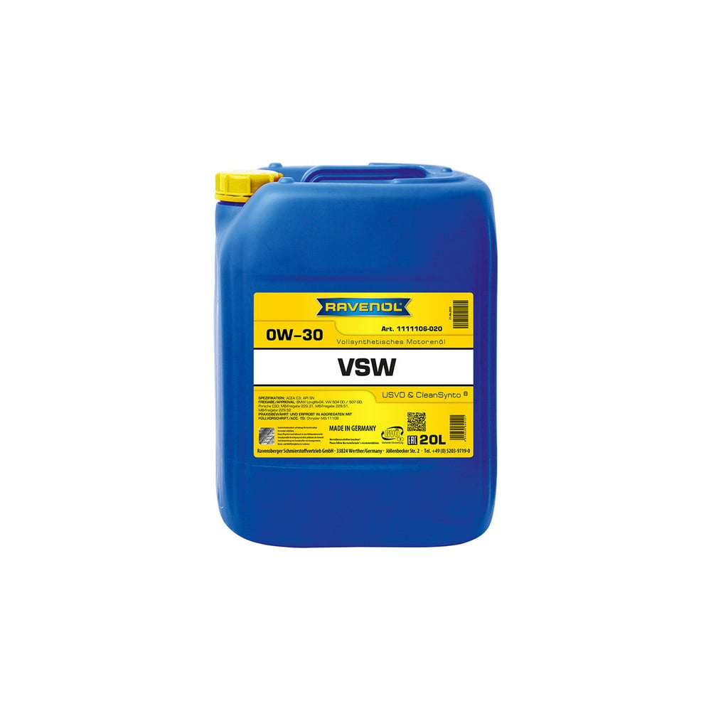 Моторное масло RAVENOL VSW SAE 0W-30, 20 л 1111106-020-01-999 ...