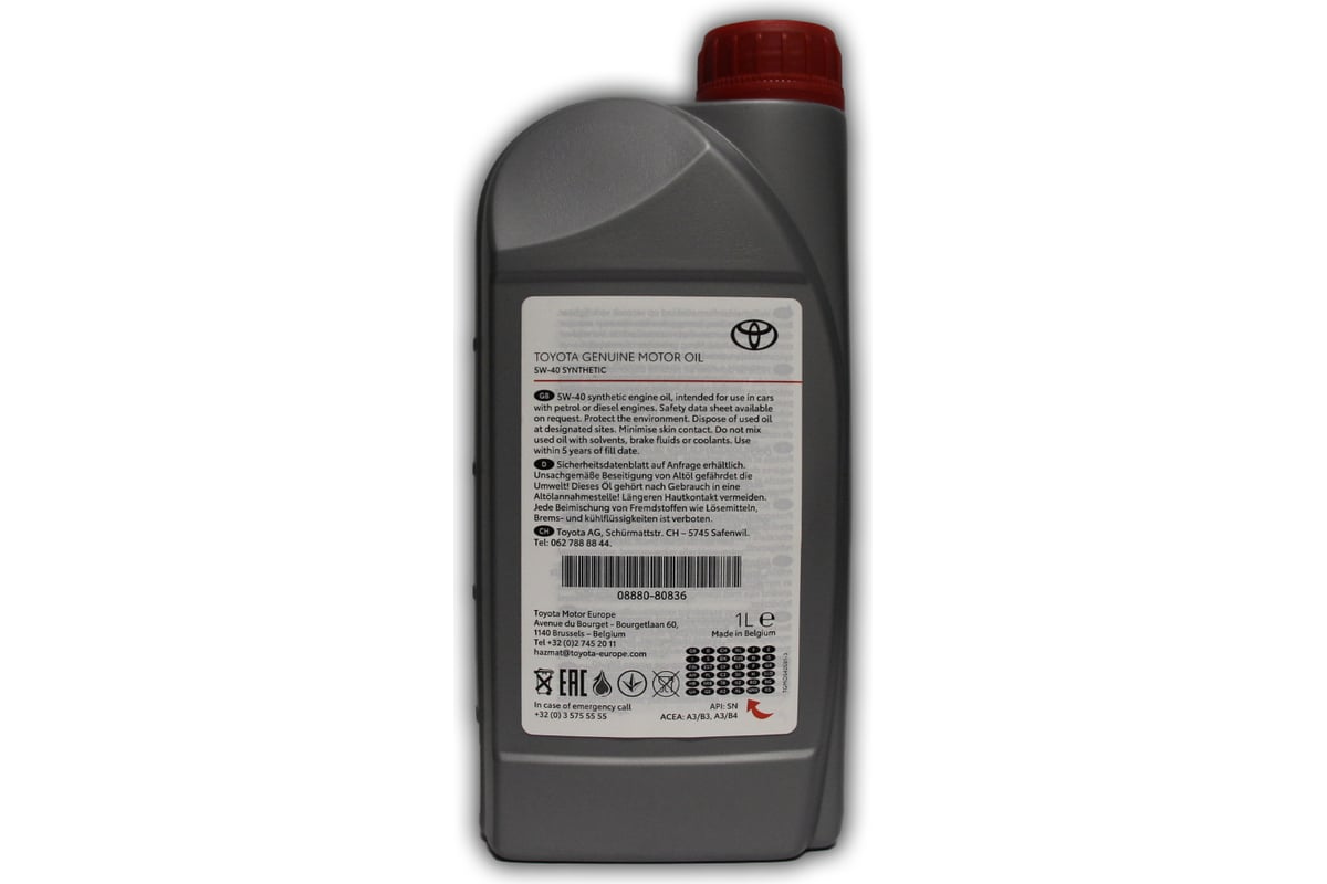 Масло моторное TOYOTA SYNTHETIC 5W-40 (1л) 08880-80836 - выгодная цена, отзывы, характеристики ...