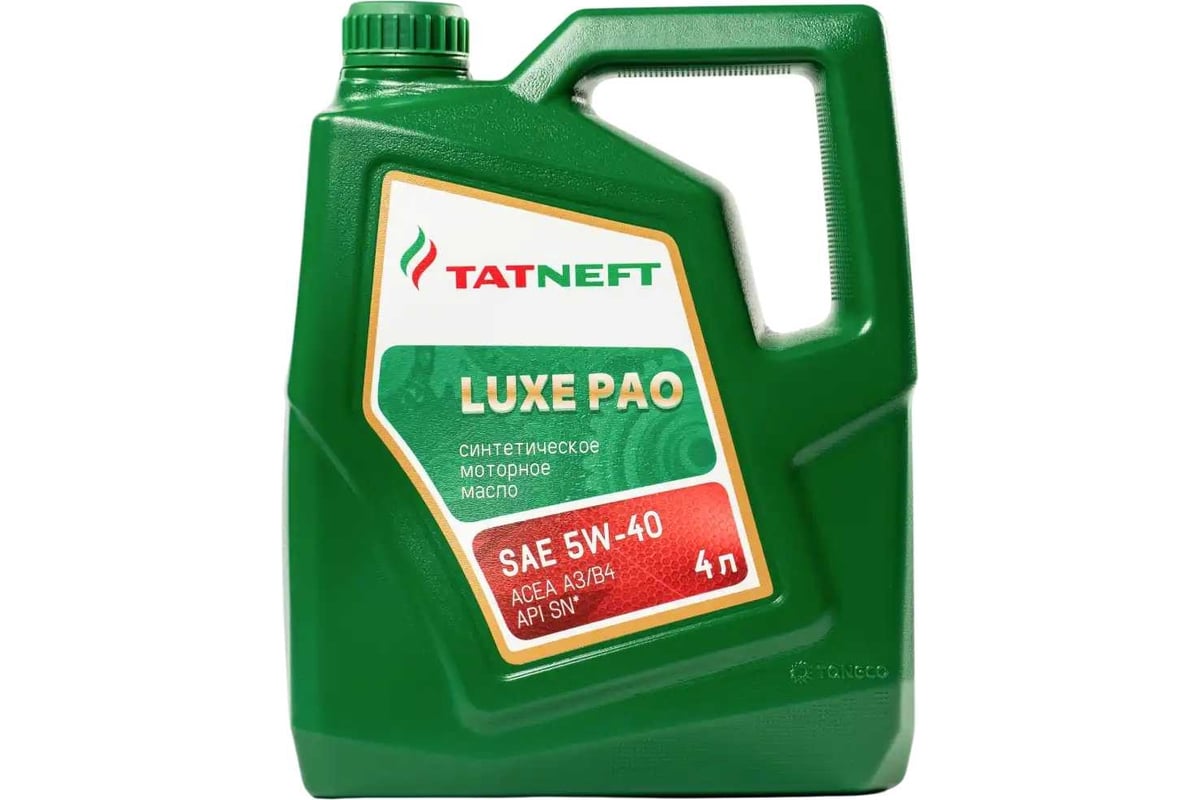 Масло моторное ТАТНЕФТЬ LUXE PAO синтетика SAE 5W-40 4л 0000001051586 ...