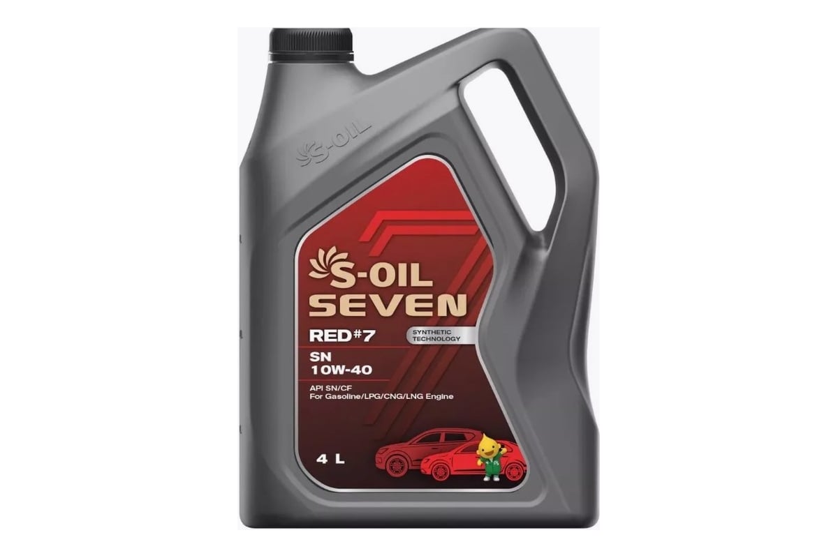 Моторное масло S-OIL SEVEN RED #7 SN, 10W-40, синтетика, 6л E107696 ...