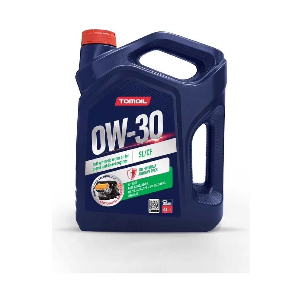 Моторное масло TOMOIL Engine Oil 0W-30 SN/CF, канистра 4 л 7100001560 ...
