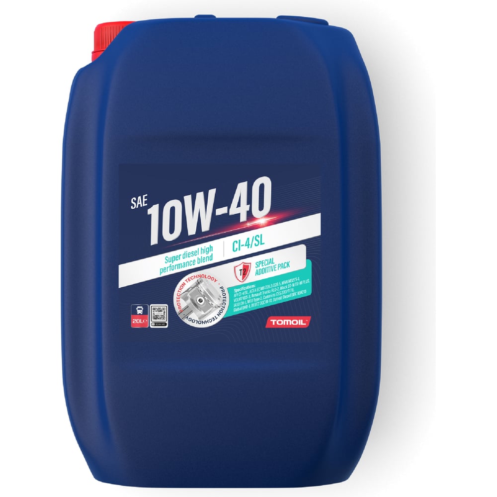 Моторное масло TOMOIL Engine Oil 10W-40 CI-4/SL, канистра 20 л 7100000284 - выгодная цена ...