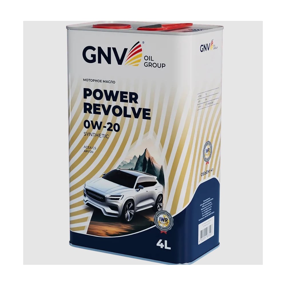 Синтетическое моторное масло GNV Power Revolve 0W20 (мет.канистра 4л ...