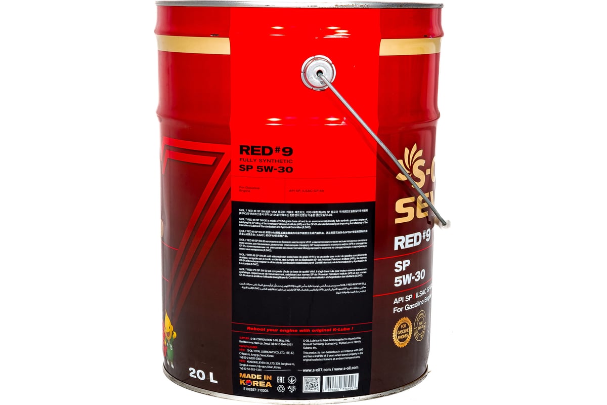 Моторное масло RED#9 SP 5W-30 20 л S-OIL SEVEN E108297 - выгодная цена ...
