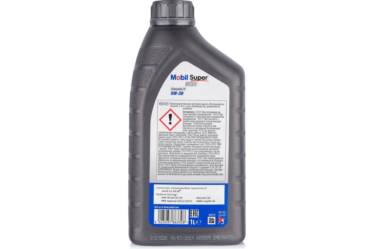 Моторное масло MOBIL Super 3000 Formula V 5W30 синтетическое 1 л 153454 ...