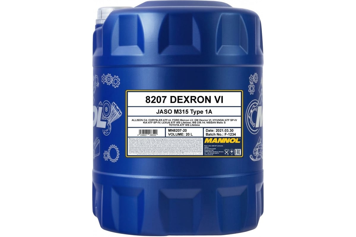 Синтетическое трансмиссионное масло MANNOL DEXRON VI, 20 л 1396 ...