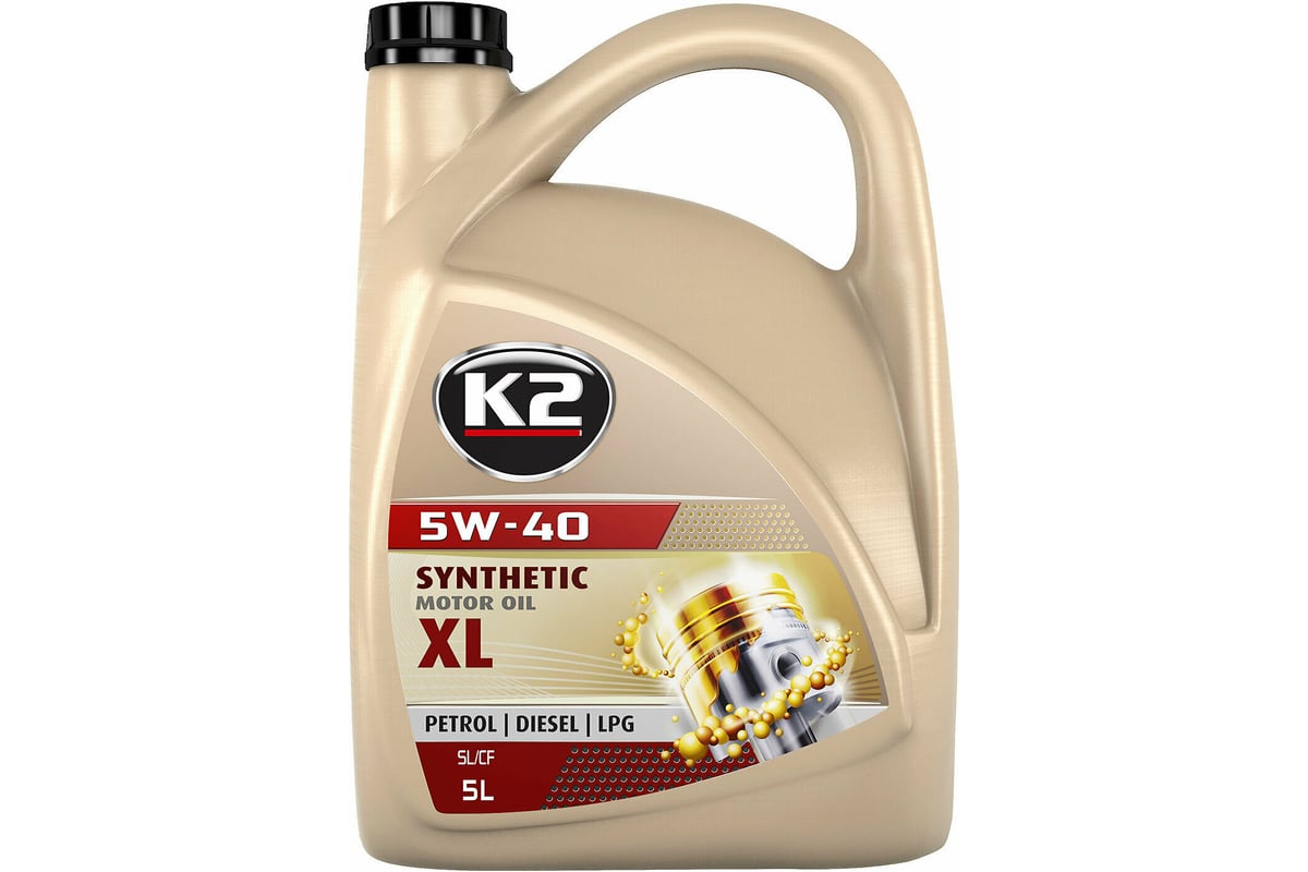 Моторное масло K2 синтетическое, 5W40, SL/CF/CF-4, 5 л O1105E ...