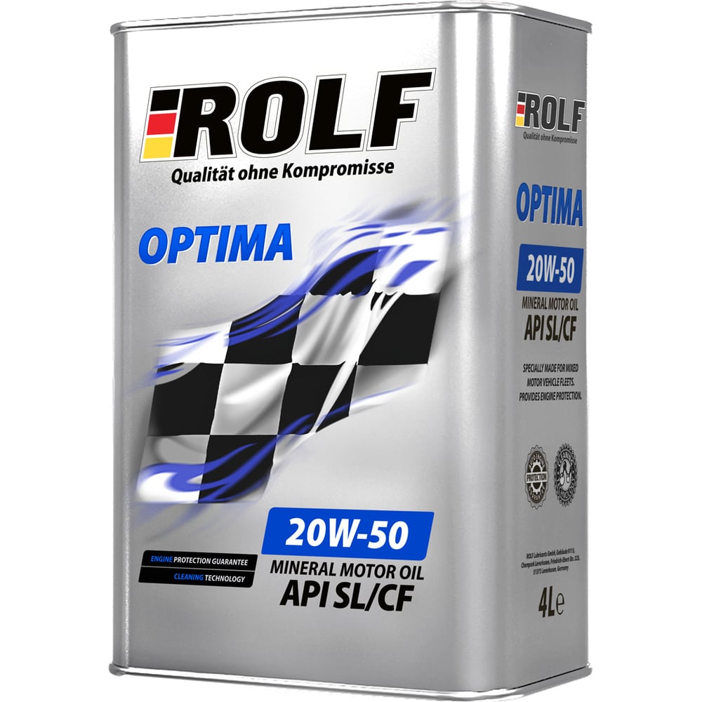 Моторное масло Rolf Optima минеральное, SAE 20w50, API SL/CF, 4 л 322247 - выгодная цена, отзывы ...