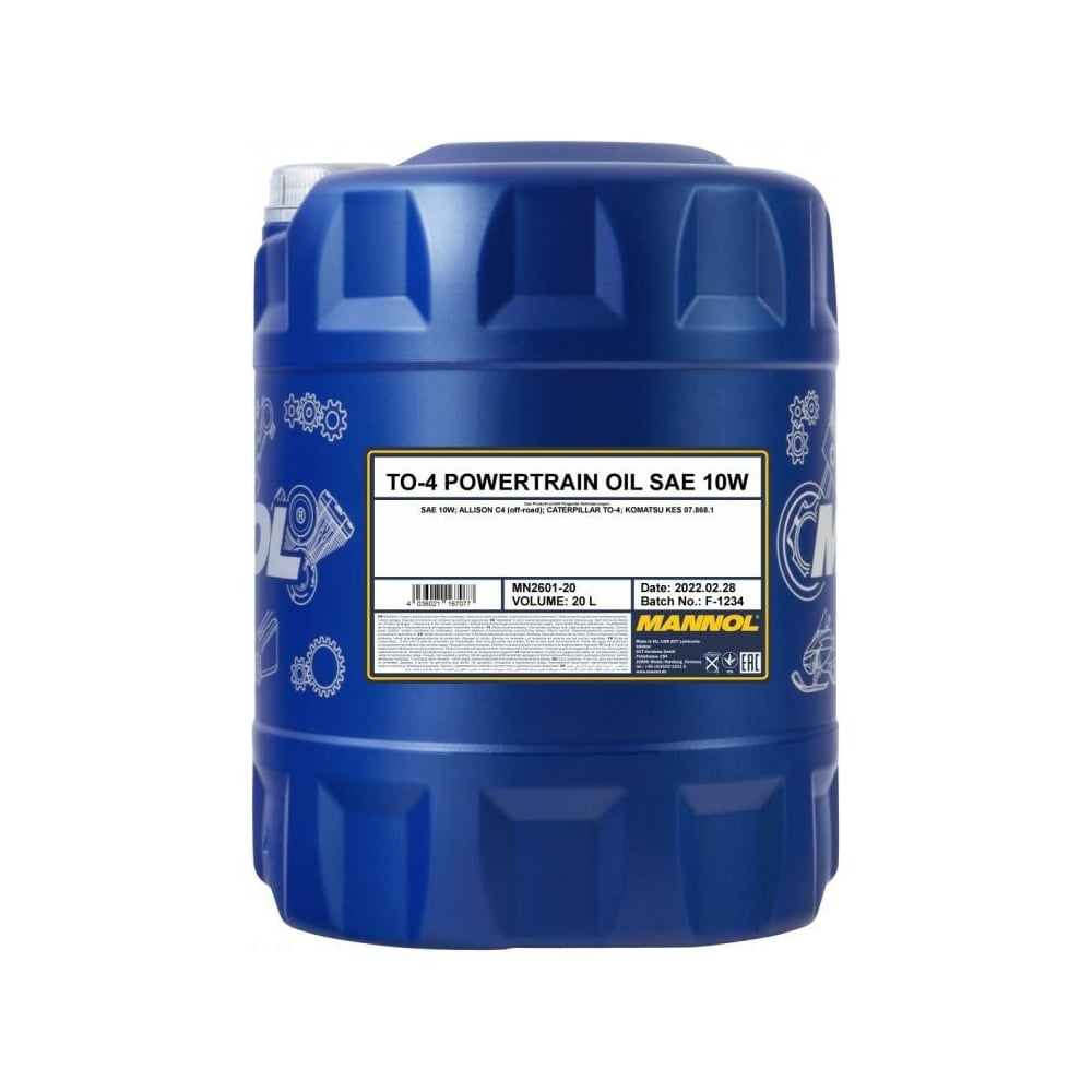 Трансмисионное гидравлическое масло MANNOL TO-4 POWERTRAIN OIL 10W 20 л ...