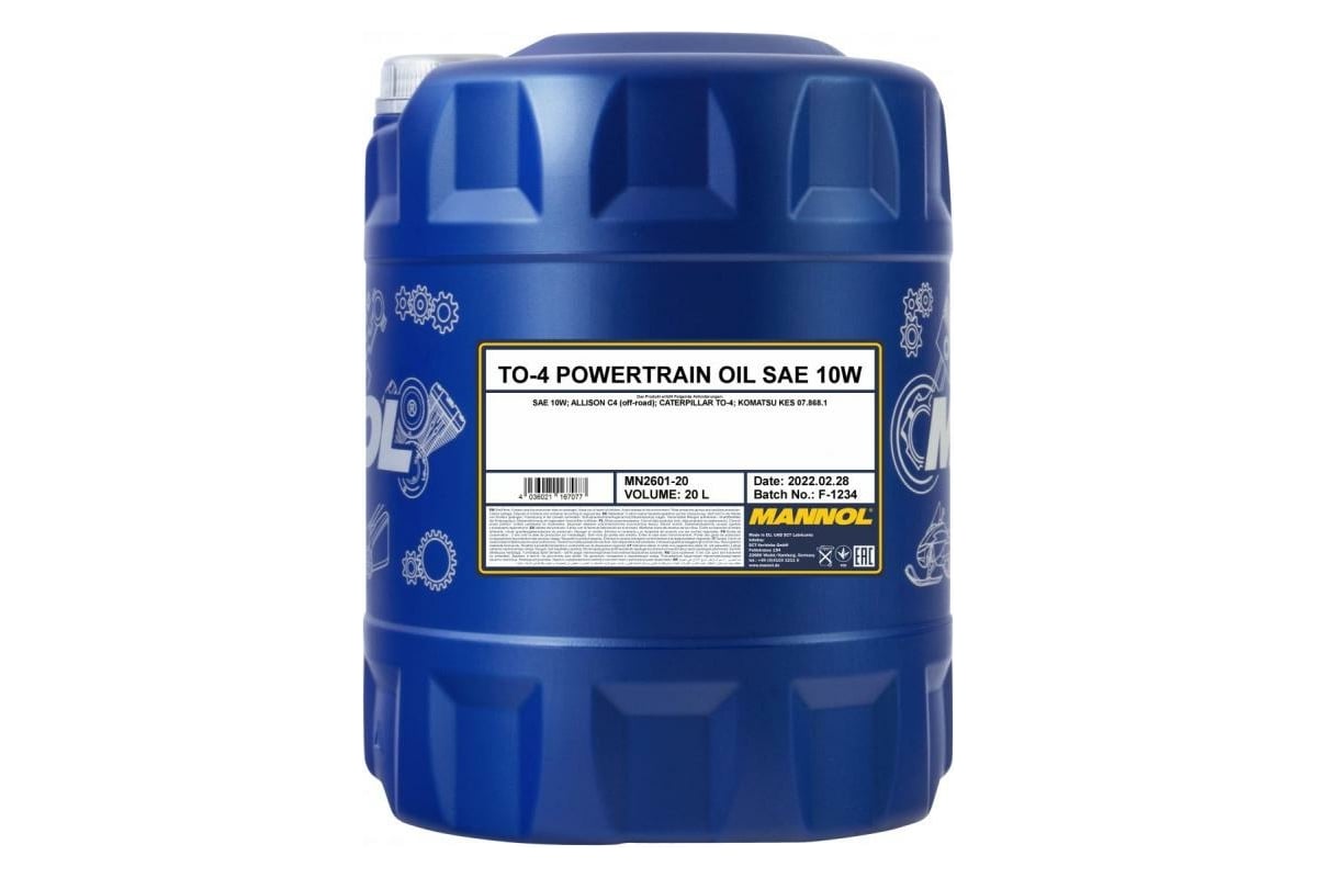 Трансмисионное гидравлическое масло MANNOL TO-4 POWERTRAIN OIL 10W 20 л ...