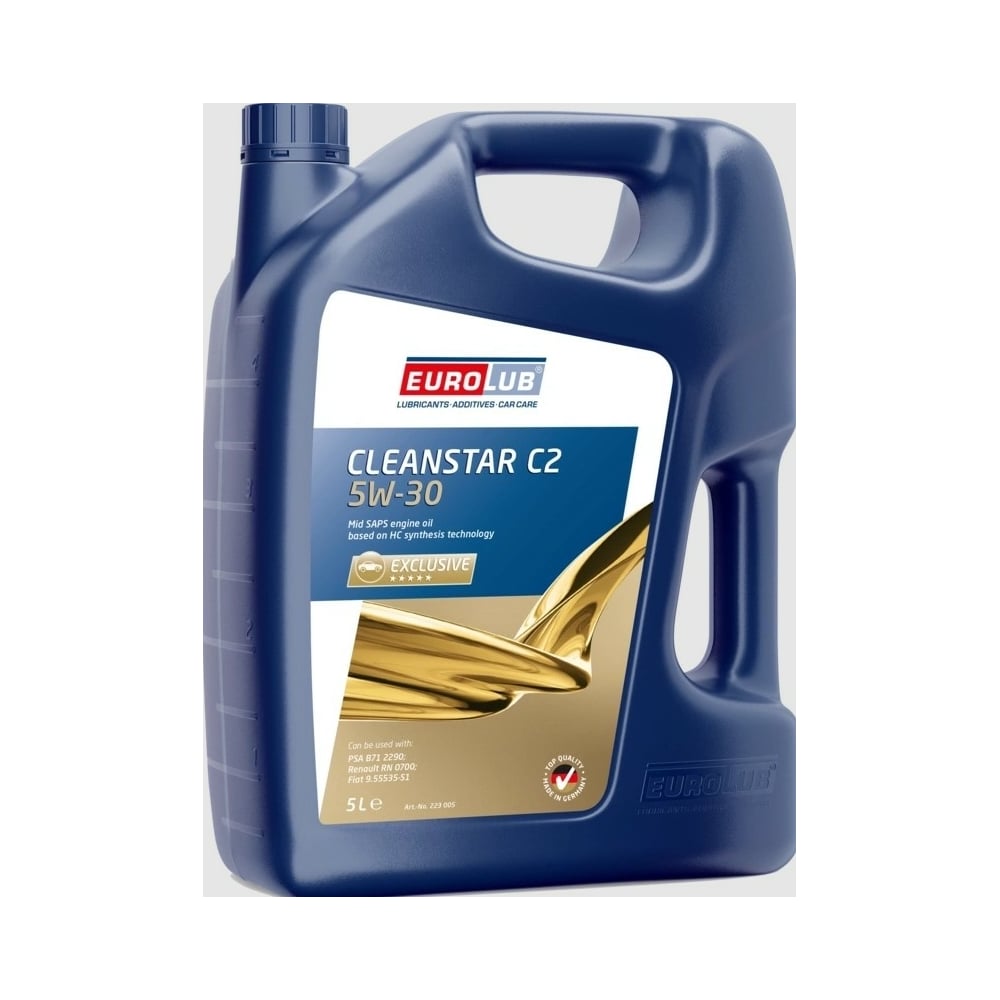 Моторное масло EUROLUB CLEANSTAR 5W30, SN/CF, ACEA C2, синтетическое, 5 ...