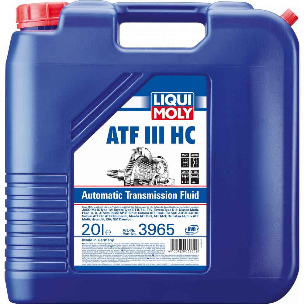 НС-синтетическое трансмиссионное масло для АКПП LIQUI MOLY ATF III HC ...