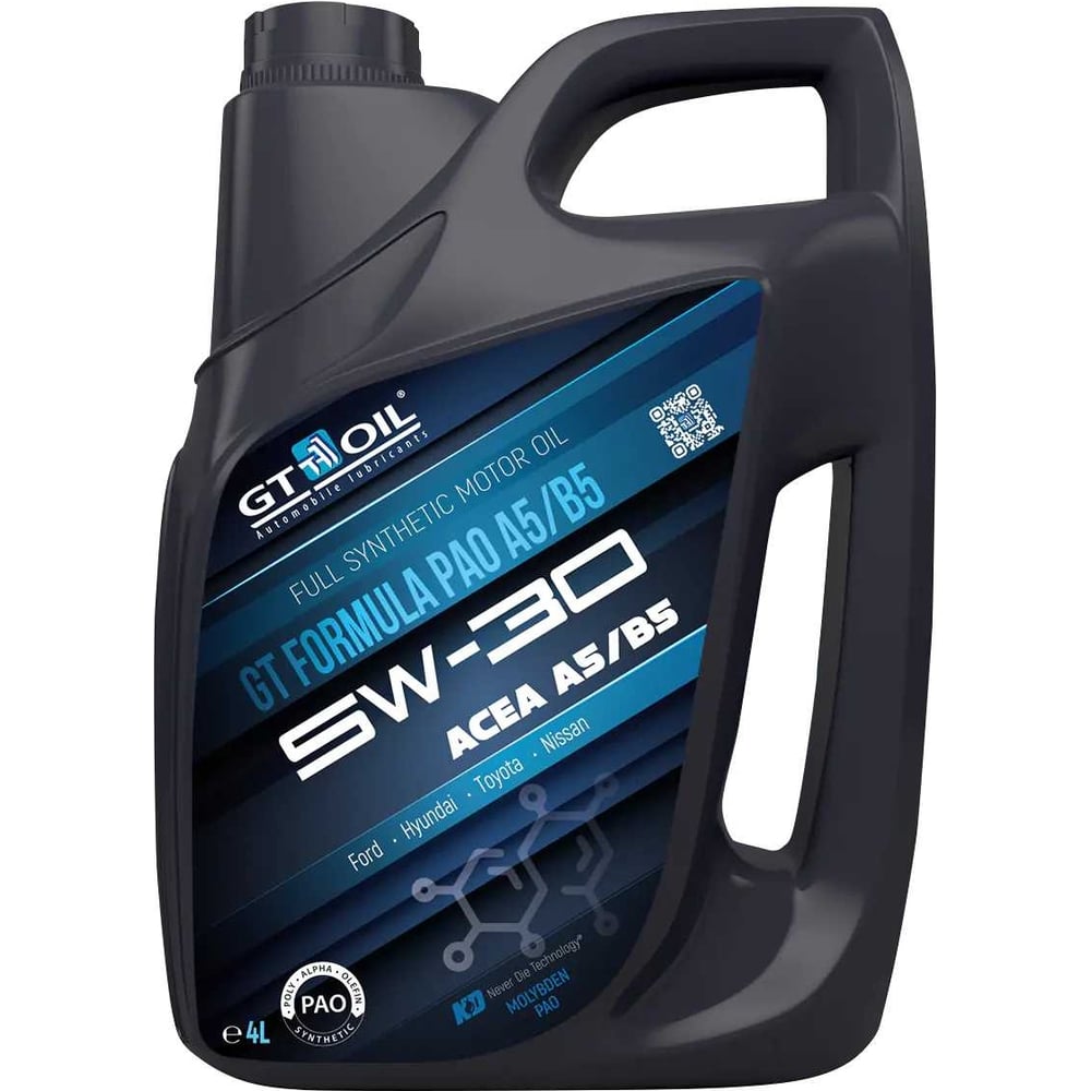 Моторное масло GT OIL GT Formula PAO A5/B5, SAE 5W-30, API SL/CF, 4 л ...