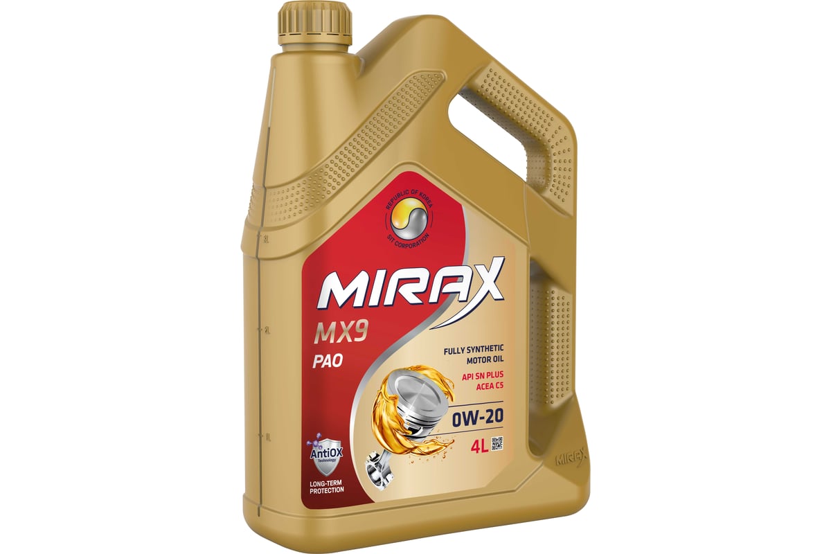 Моторное масло MIRAX mx9 синтетическое, SAE 0W-20, ACEA C5, API SN plus ...