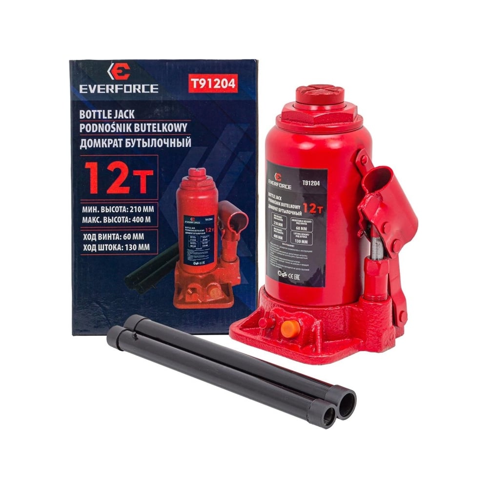 Бутылочный домкрат EVERFORCE 12т EF-T91204(52655) - купить для автосервиса и гаража по выгодной ...