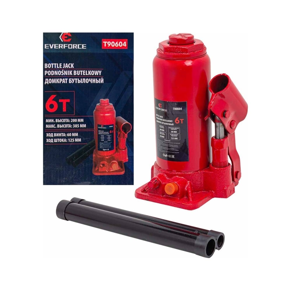 Бутылочный домкрат EVERFORCE 6т EF-T90604(52652) - купить для автосервиса и гаража по выгодной ...