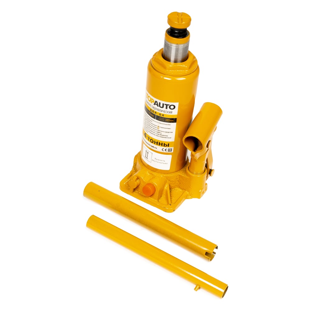 Гидравлический бутылочный домкрат TopAuto 4 т, h 195-380 мм,с клапаном ...