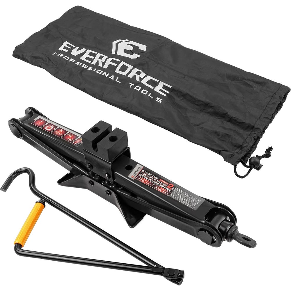 Домкрат механический EVERFORCE ромб 2 т (h min 115мм, h max 400мм, L-420мм) в водоотталкивающем ...