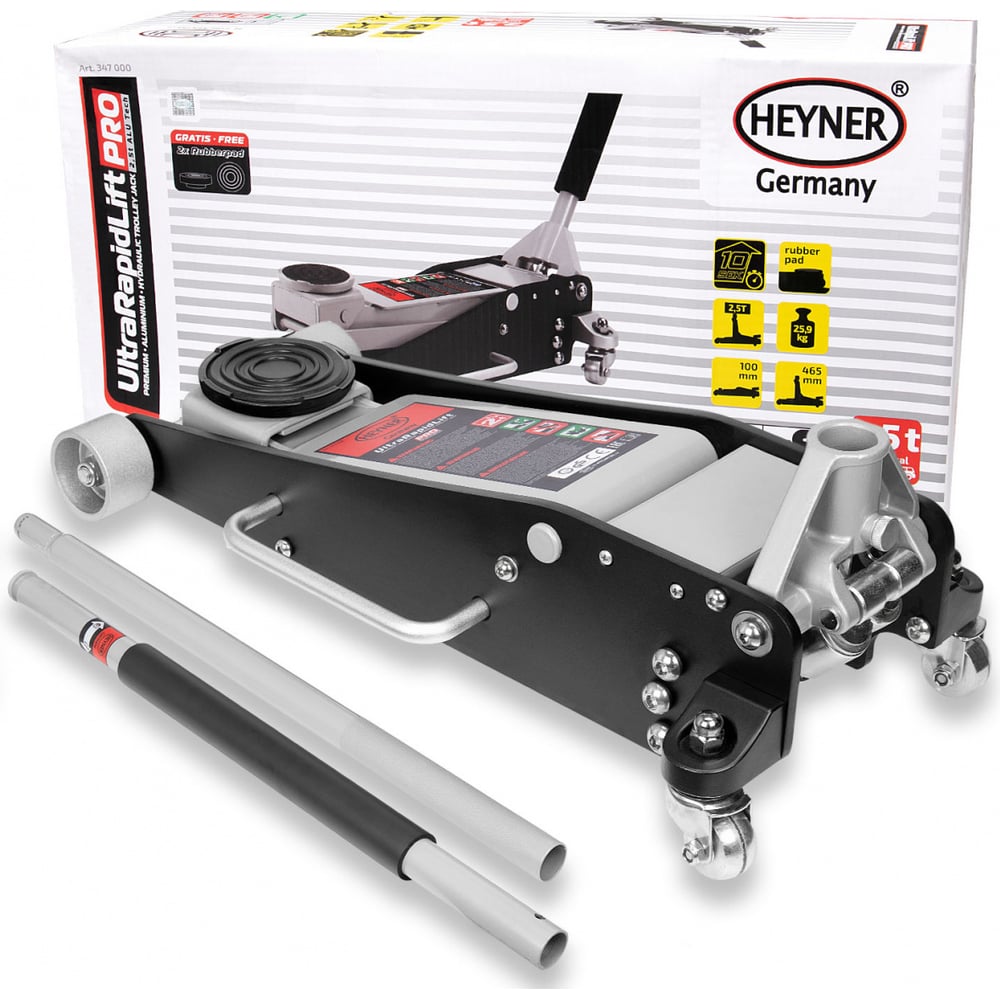 Подкатной домкрат Heyner 2,5 т, h 100-460 мм, 0 347000 - купить для ...