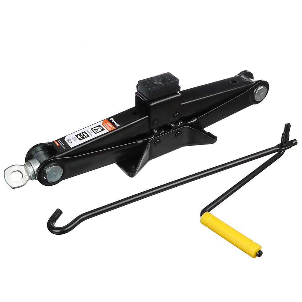 Механический ромбический домкрат ЕРМАК 2т, высота подъема 110-395мм, резиновая площадка 770-059 ...