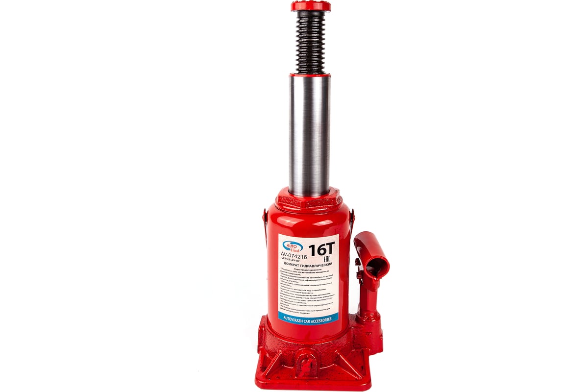 Гидравлический бутылочный домкрат 16 т в коробке /красный/ AUTOVIRAZH ...