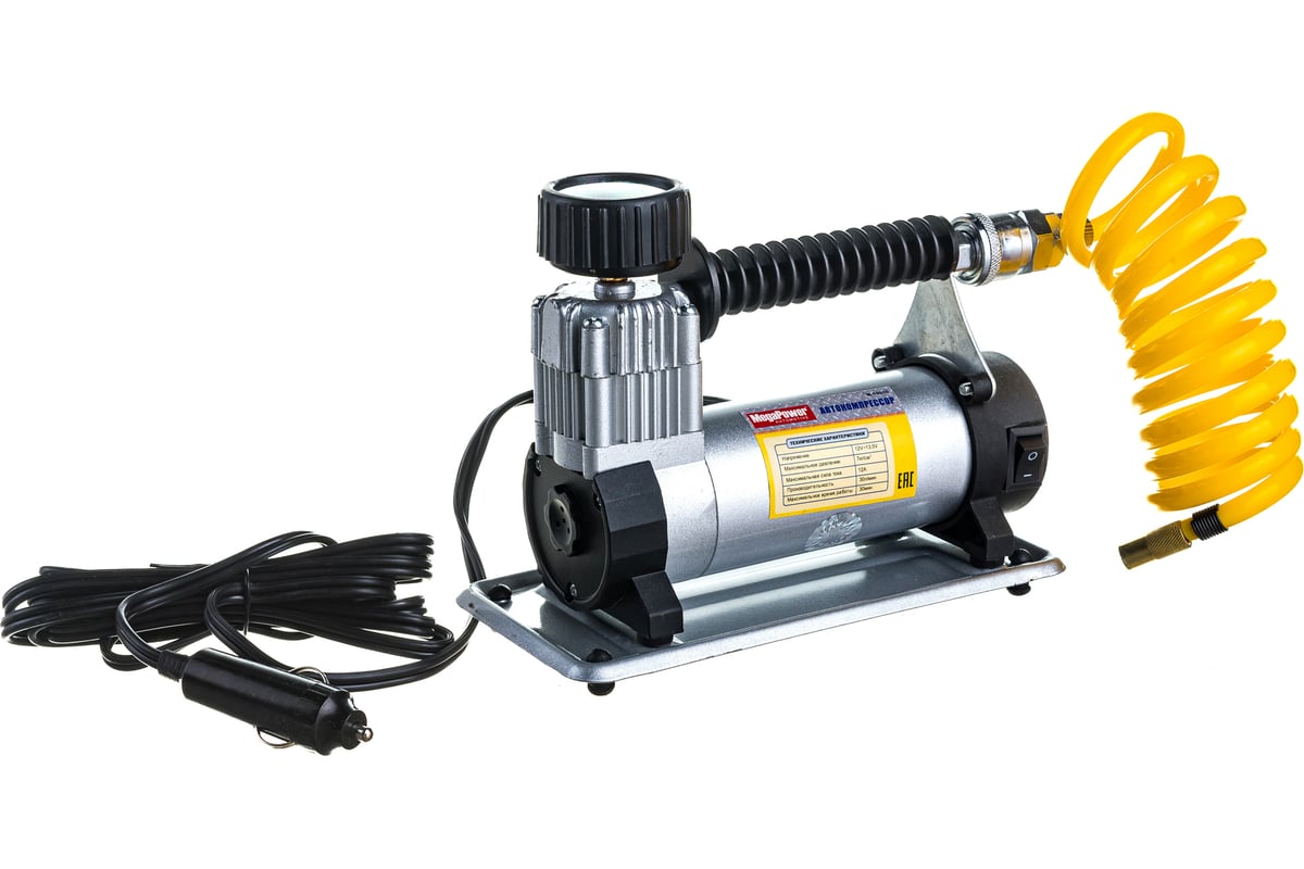 Поршневой компрессор 100PSI удлиненный шланг, в сумке 12V MEGAPOWER M ...