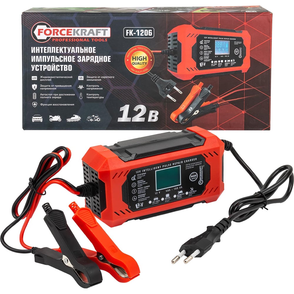 Устройство зарядное импульсное для АКБ Forcekraft FK-1206(60928) - выгодная цена, отзывы ...