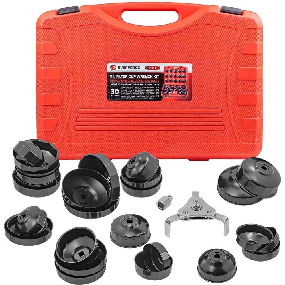 Головки для обслуживания масляных фильтров EVERFORCE набор 30 предметов EF-61917(61071 ...