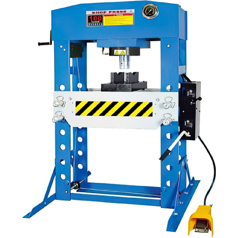 Пресс гидравлический ROSSVIK 100 тонн, напольный, ручной/пневматический привод, цвет синий RAL ...