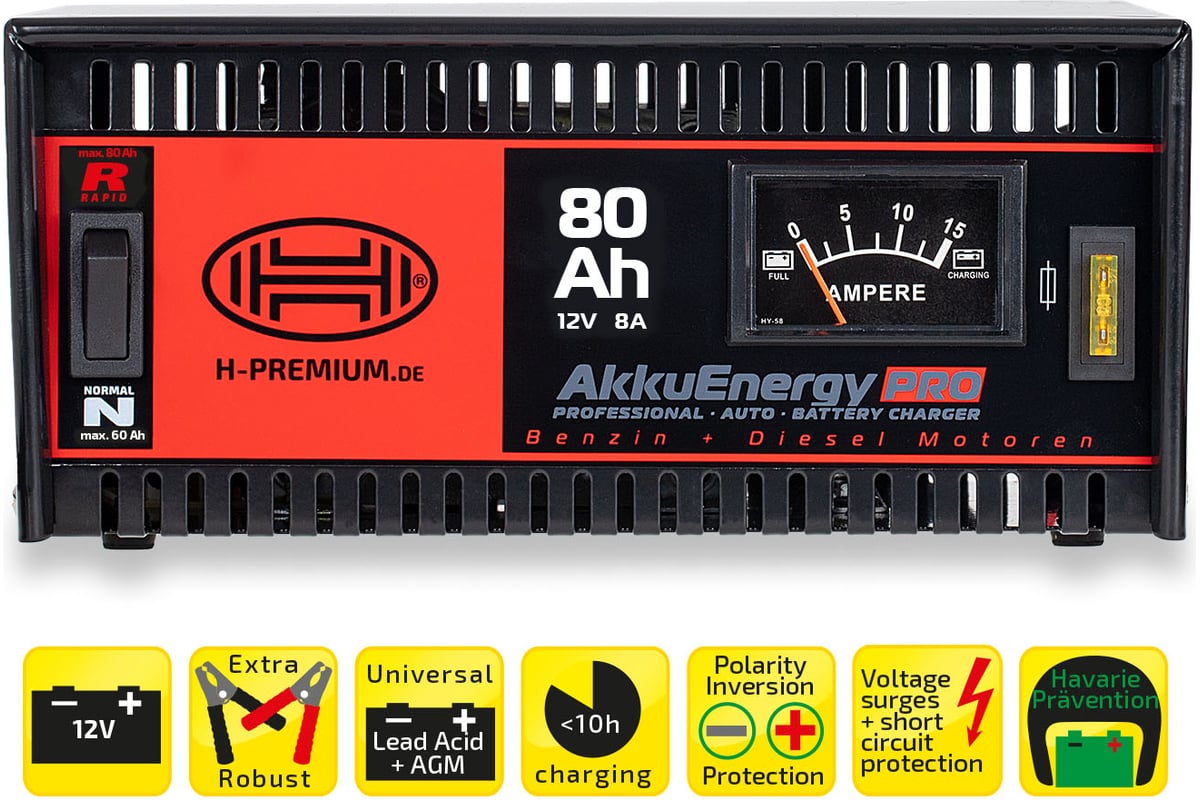 Зарядное устройство Heyner AkkuEnergy 8 A, 18-80 Aч, 12 В 930800 ...