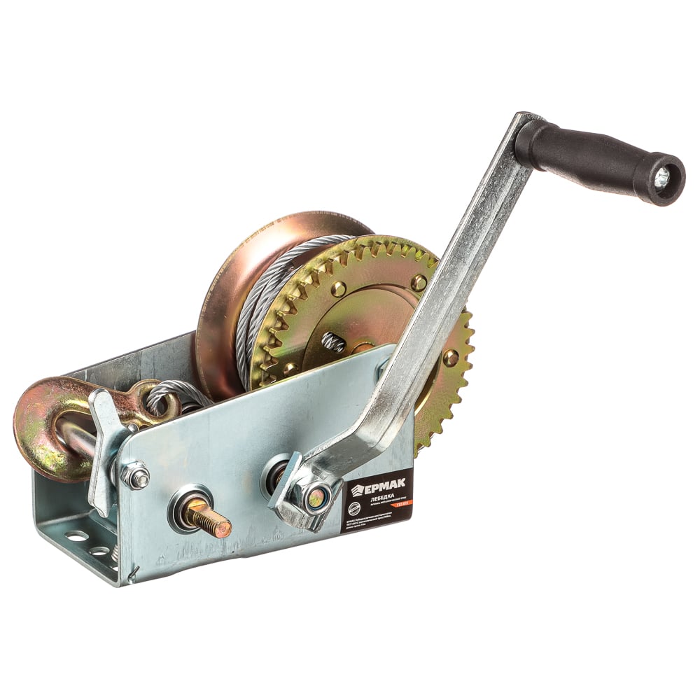 Ручная шестеренчатая лебедка ЕРМАК TRT 1201C (металлический трос) 900кг ...