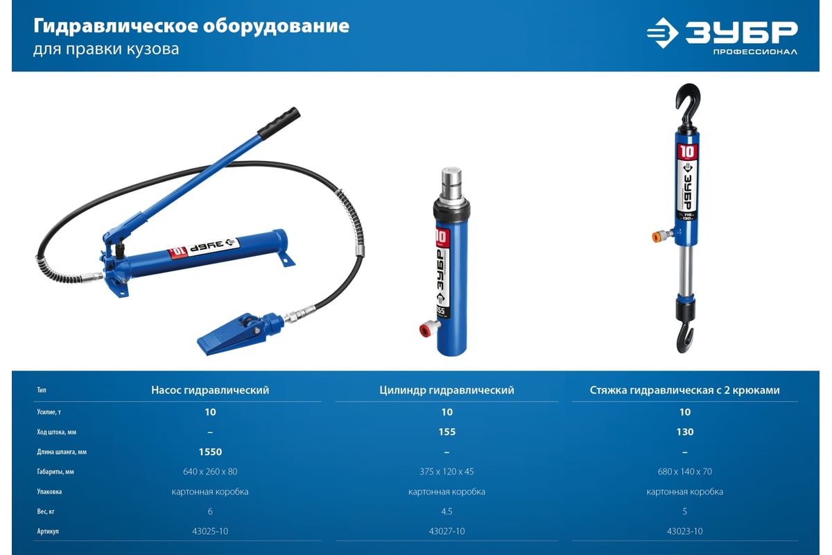 Гидравлический цилиндр ЗУБР Профессионал 10 т 43027-10 - выгодная цена ...