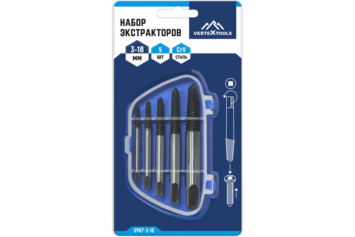 Набор экстракторов Vertextools 0987-3-18 - выгодная цена, отзывы ...
