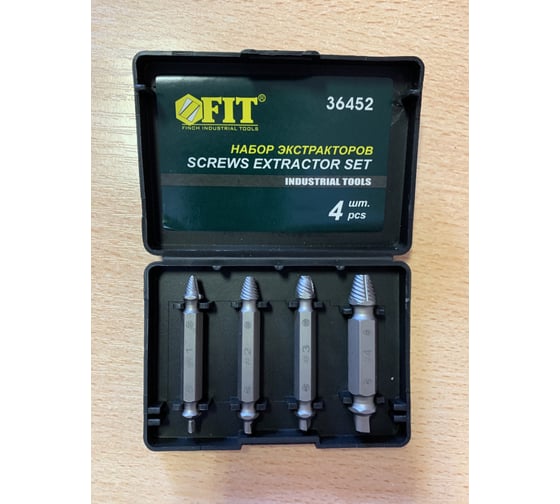 Набор двусторонних экстракторов, сталь S2, 4 штуки FIT IT Профи 36452 ...