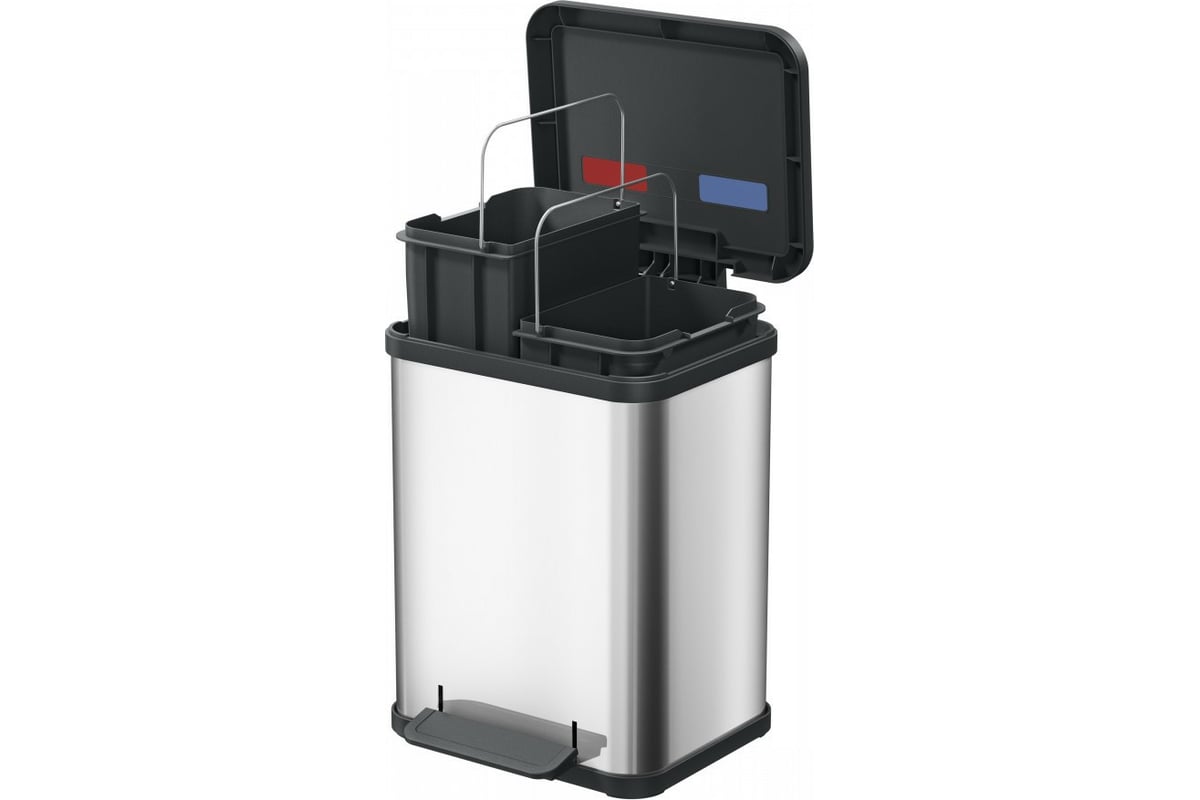 Мусорный контейнер Hailo Oko Duo Plus M 2x9 л сталь серебро 0622 220